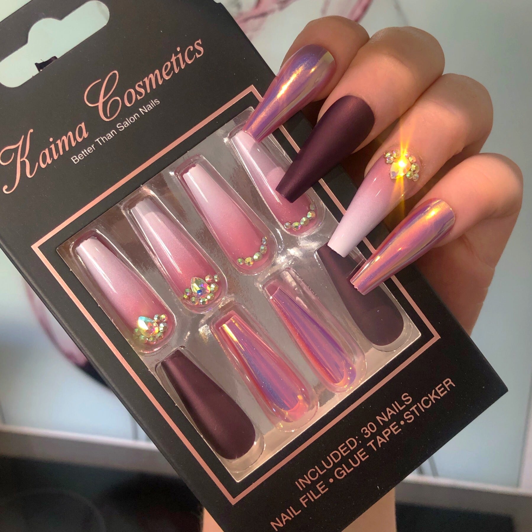 Press on nails - Burgundy rose Default Title | Kaima Cosmetics